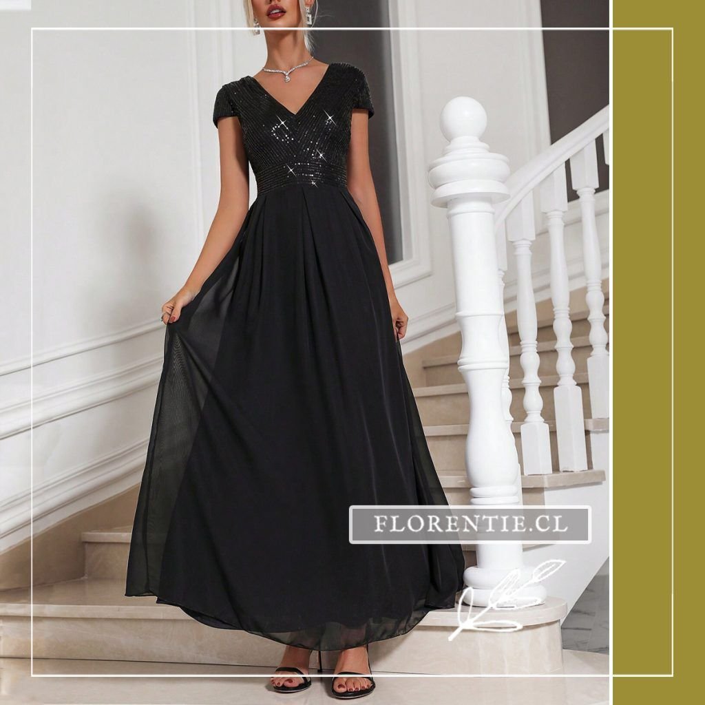 Vestido de noche negro largo Verona - Florentie