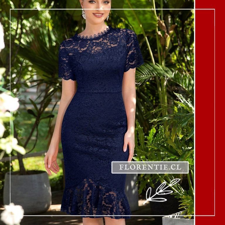 Vestido azul con encaje Aurora - Florentie